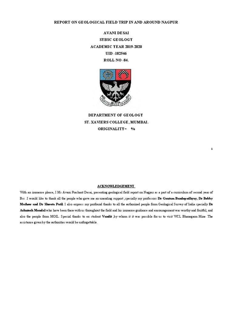 Geological Field Trip Report: Nagpur | PDF | Science & Mathematics