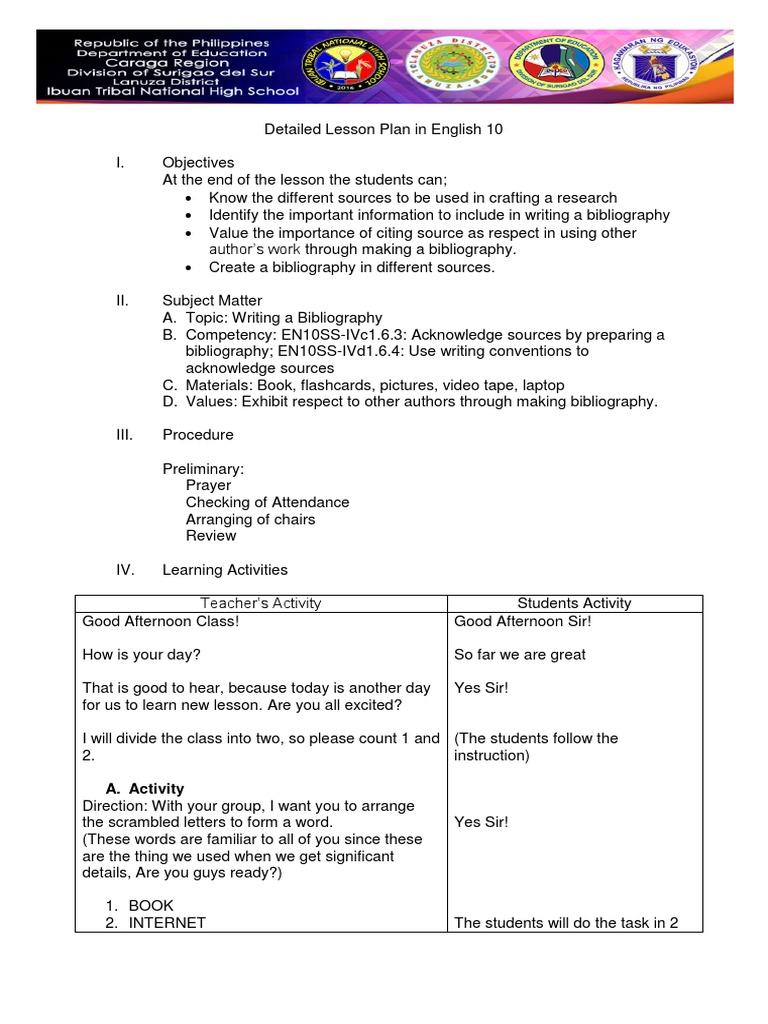 Detailed Lesson Plan in English 10 | PDF
