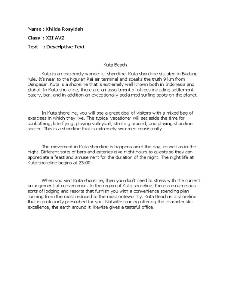 A Descriptive Look at Kuta Beach in Bali, Indonesia | PDF