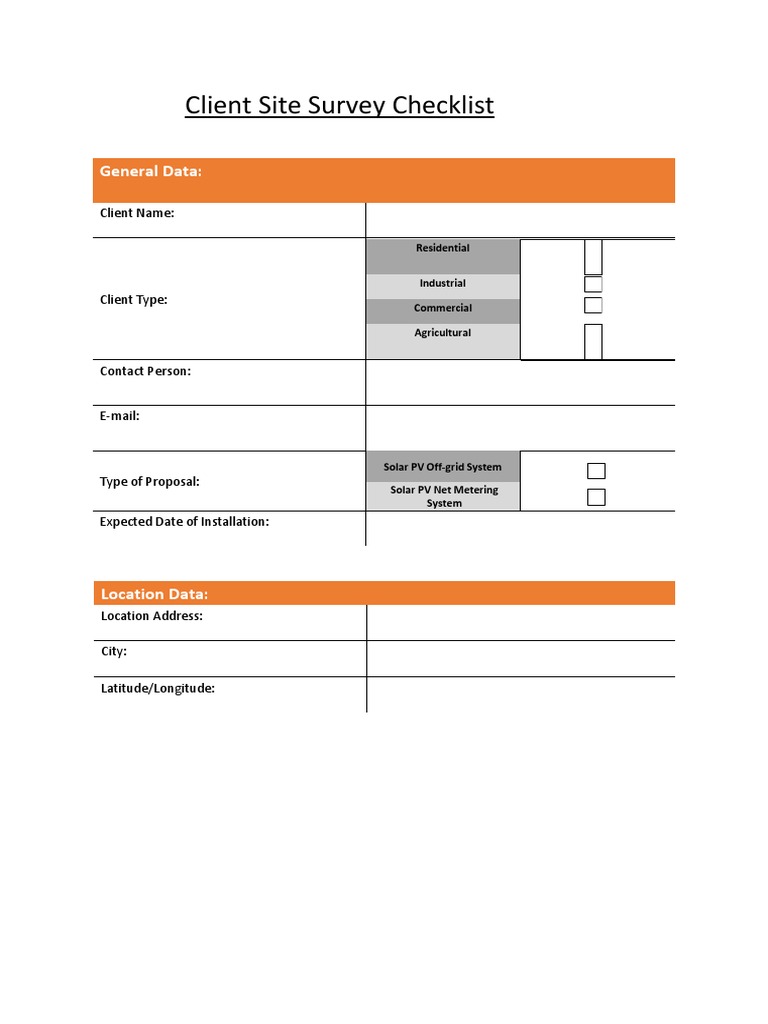 Site Survey Checklist | PDF