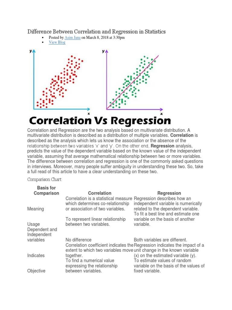 Correlation vs. Regression Explained | PDF | Science & Mathematics