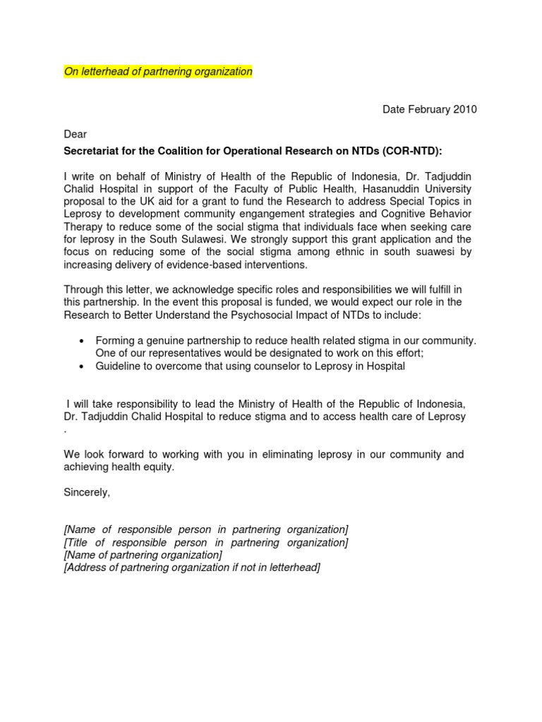 Sample Letter of Support | PDF