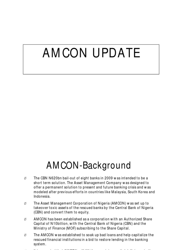 Nigerian AMCON Update | PDF | Bonds (Finance) | Banks