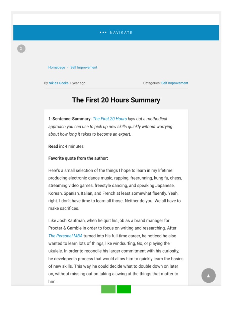 The First 20 Hours Summary | PDF