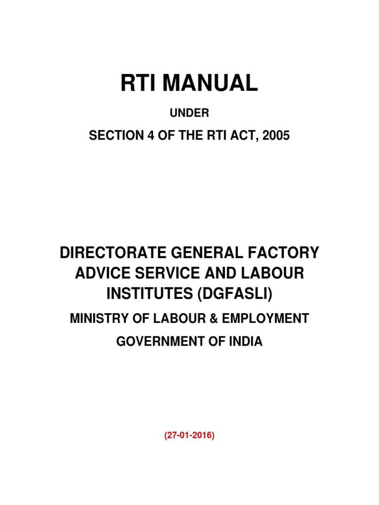 RTI Manual for the Directorate General Factory Advice Service and ...
