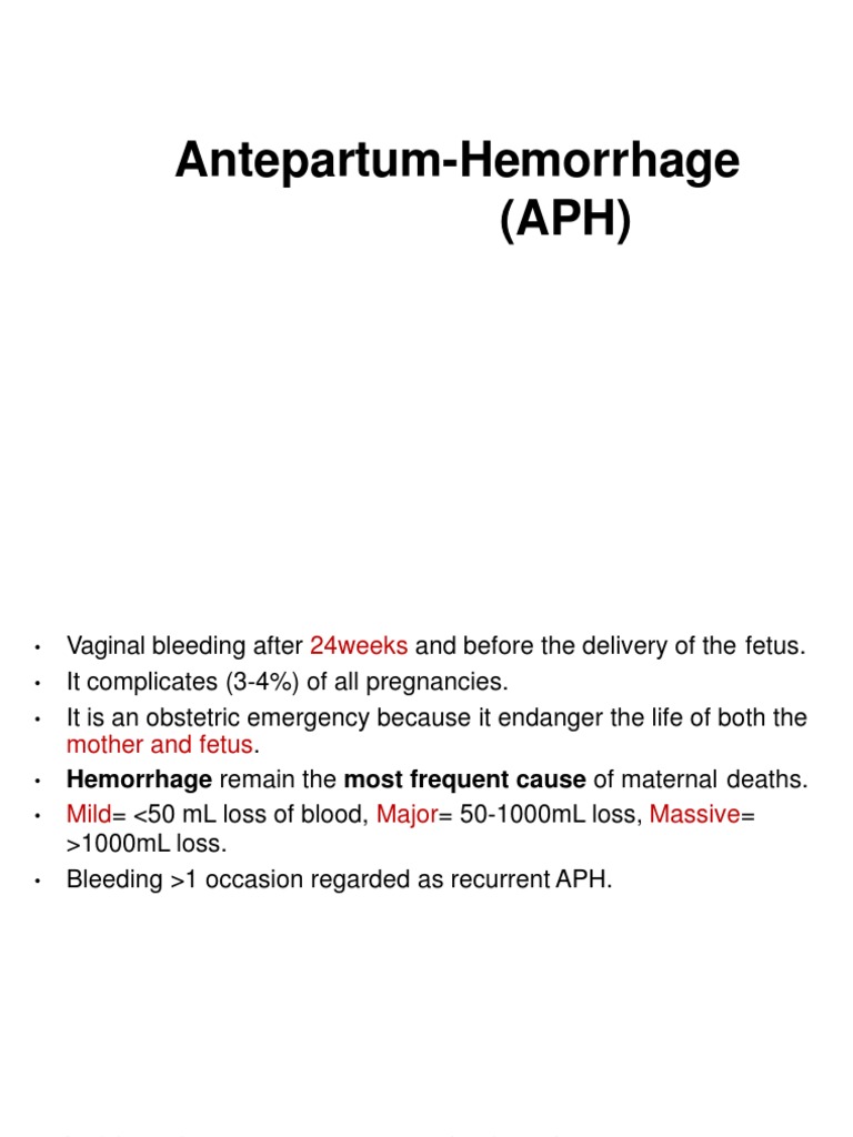 Management of Antepartum Hemorrhage | PDF