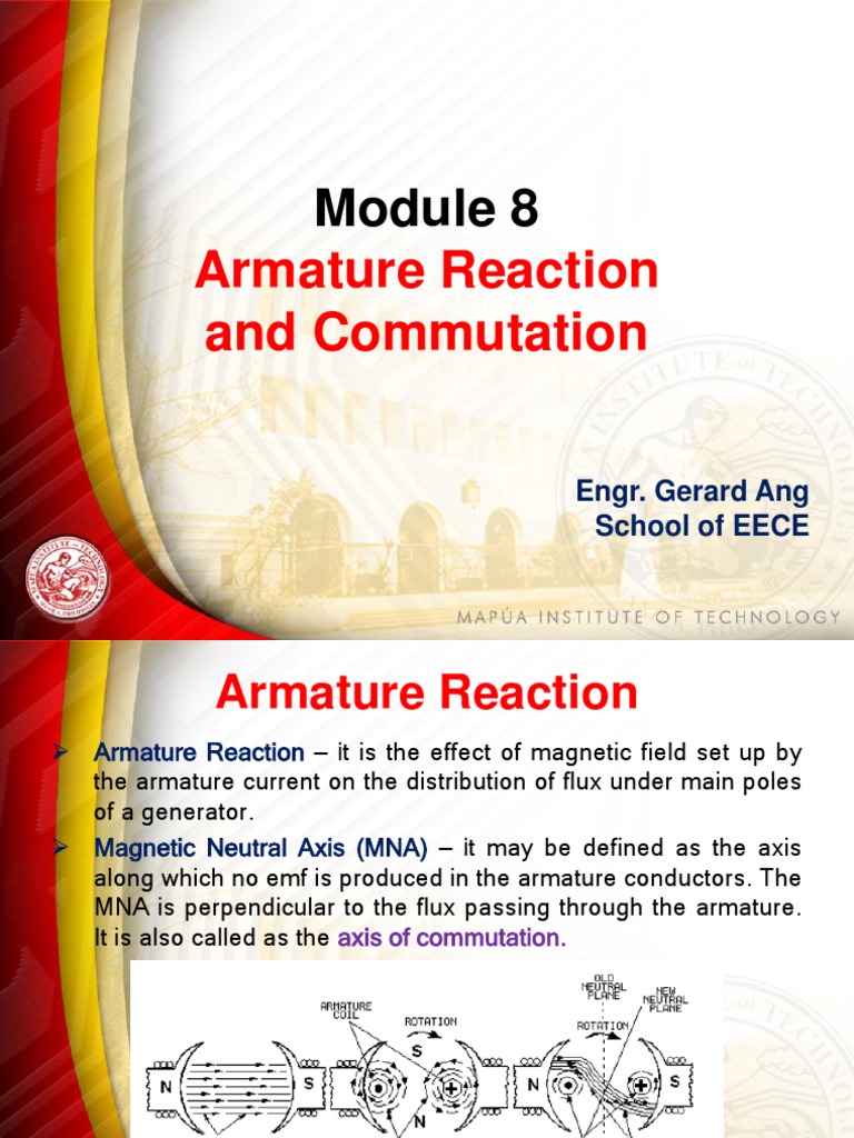 Armature Reaction and Commutation in DC Machines | PDF