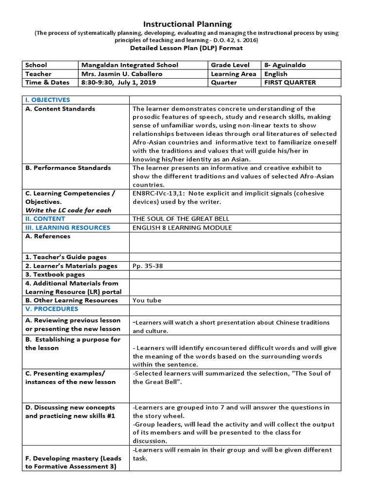 English Lesson Plan Charater and Theme | PDF