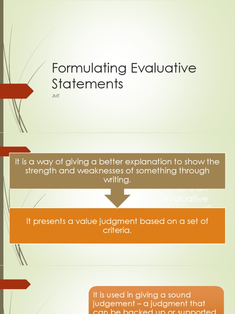 L9 Formulating-Evaluative-Statements - Revised | PDF | Career & Growth