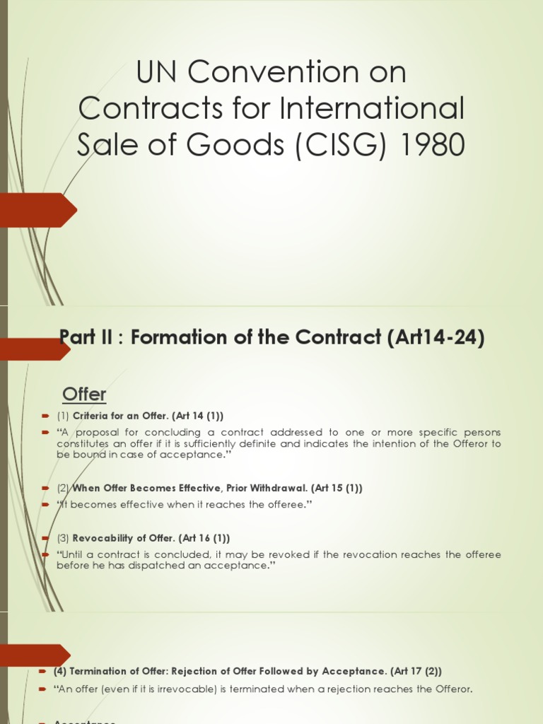 CISG 1980: Contract Formation Guide | PDF