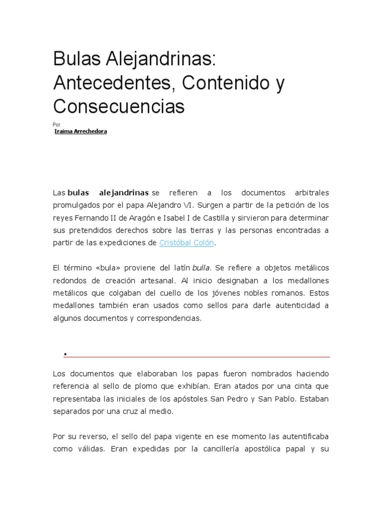 Bulas Alejandrinas | PDF | Viajes y turismo | Historia