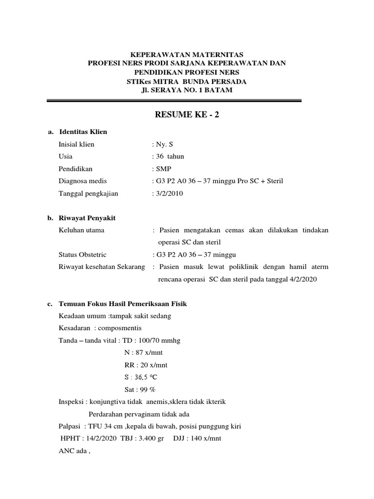 Resume 2 Maternitas VK | PDF