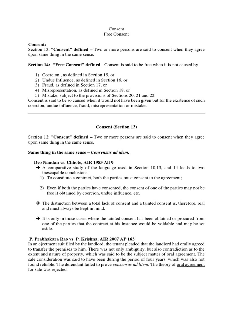 Distinguishing Free Consent in Law | PDF | Law