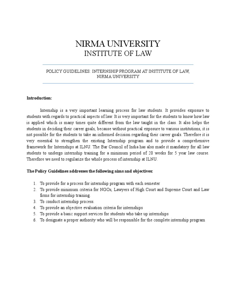 Internship Policy ILNU New | PDF