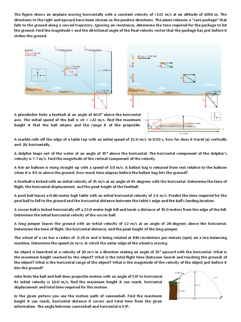 Physics Porjectile Questions | PDF
