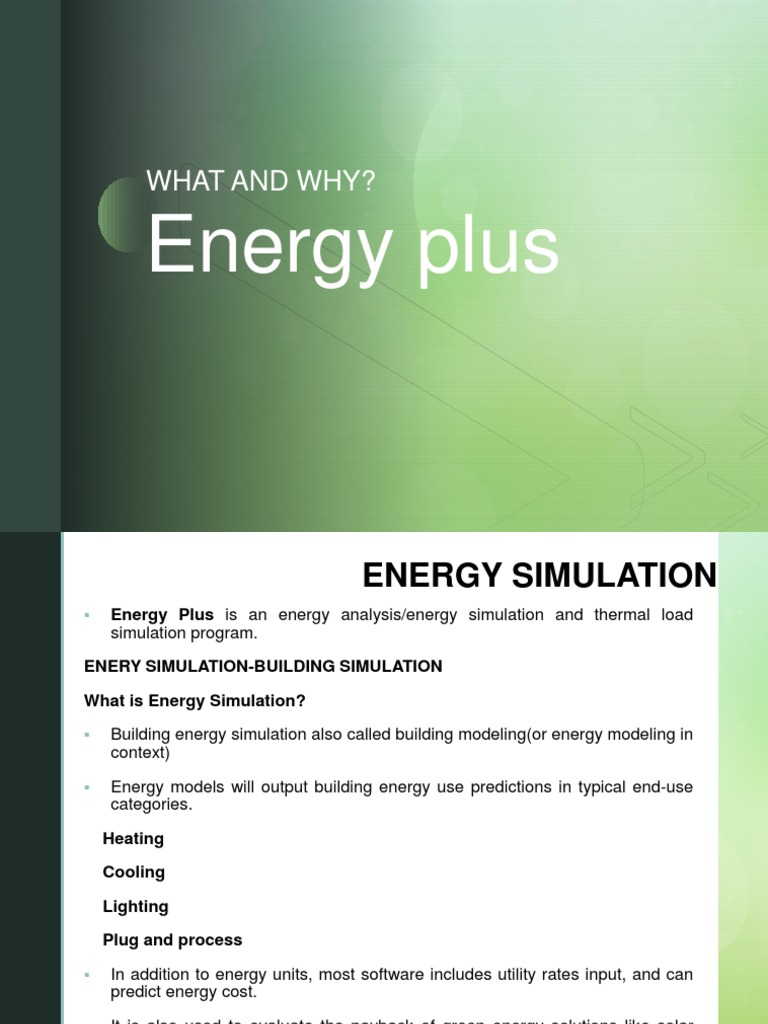 EnergyPlus: Comprehensive Building Energy Simulation | PDF