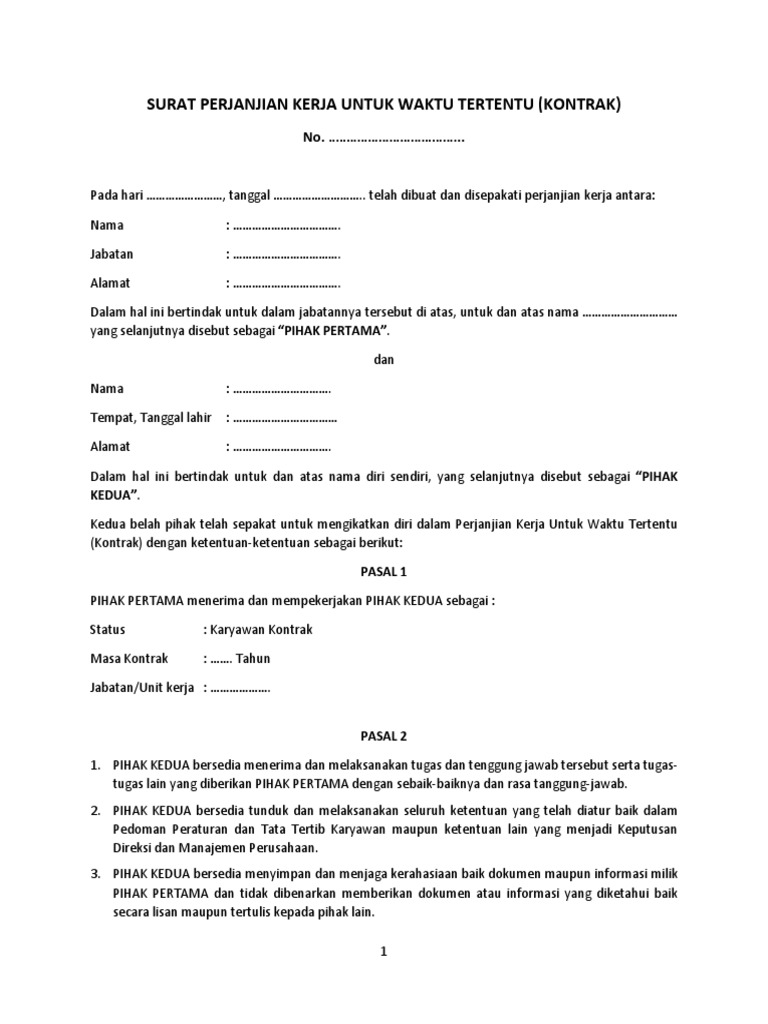 Contoh PKWT (KKWT) | PDF