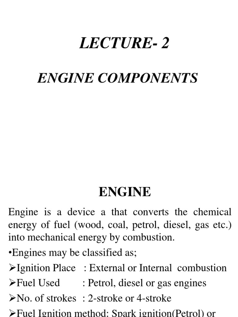 Lecture 2 Engine Components | PDF
