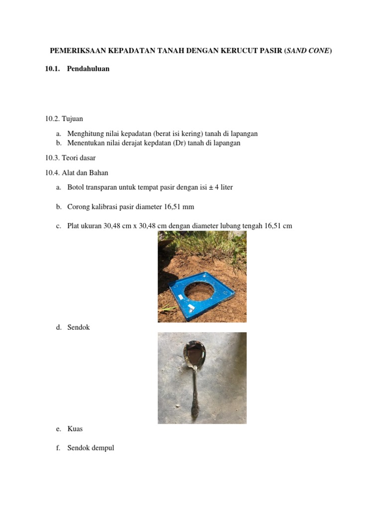 MENGUKUR KEPADATAN TANAH DENGAN METODE SAND CONE | PDF