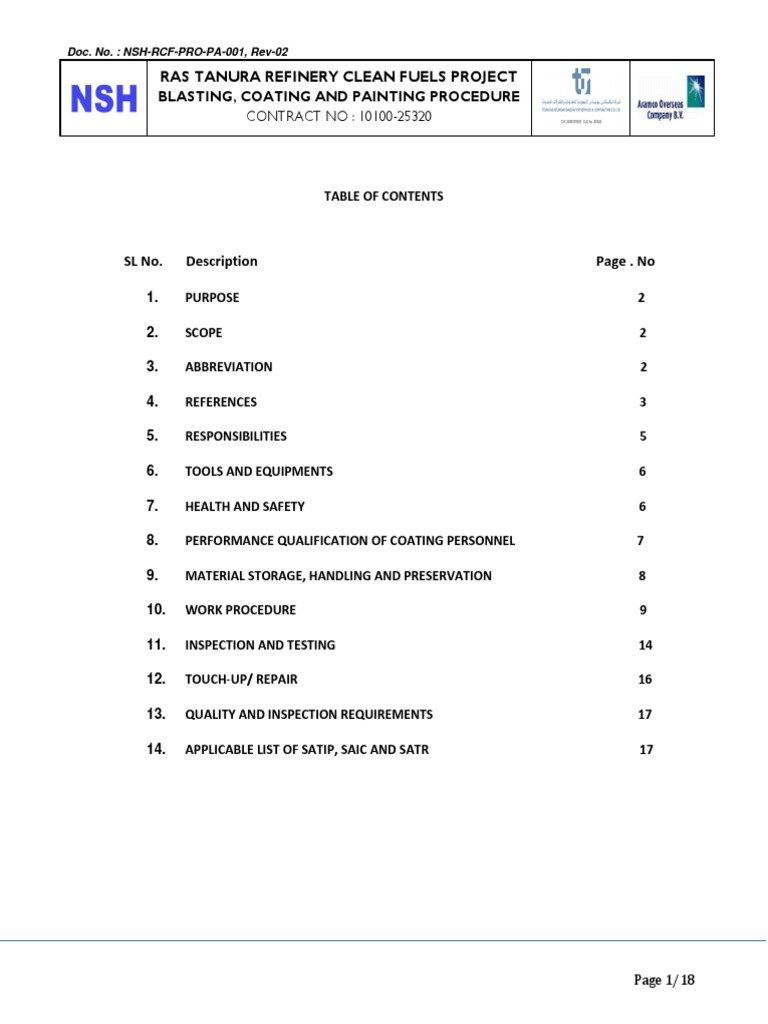 Blasting, Coating and Painting Procedure | PDF