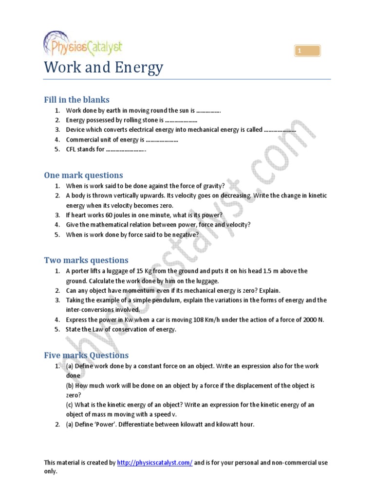 Work and Energy PDF | PDF