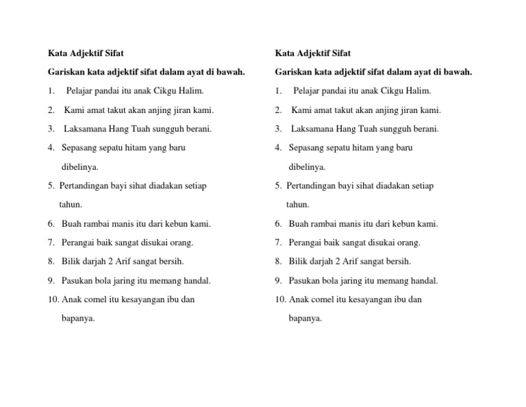 Kata Adjektif Sifat | PDF