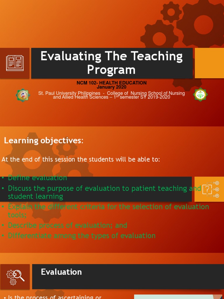 Evaluating The Teaching Program | PDF