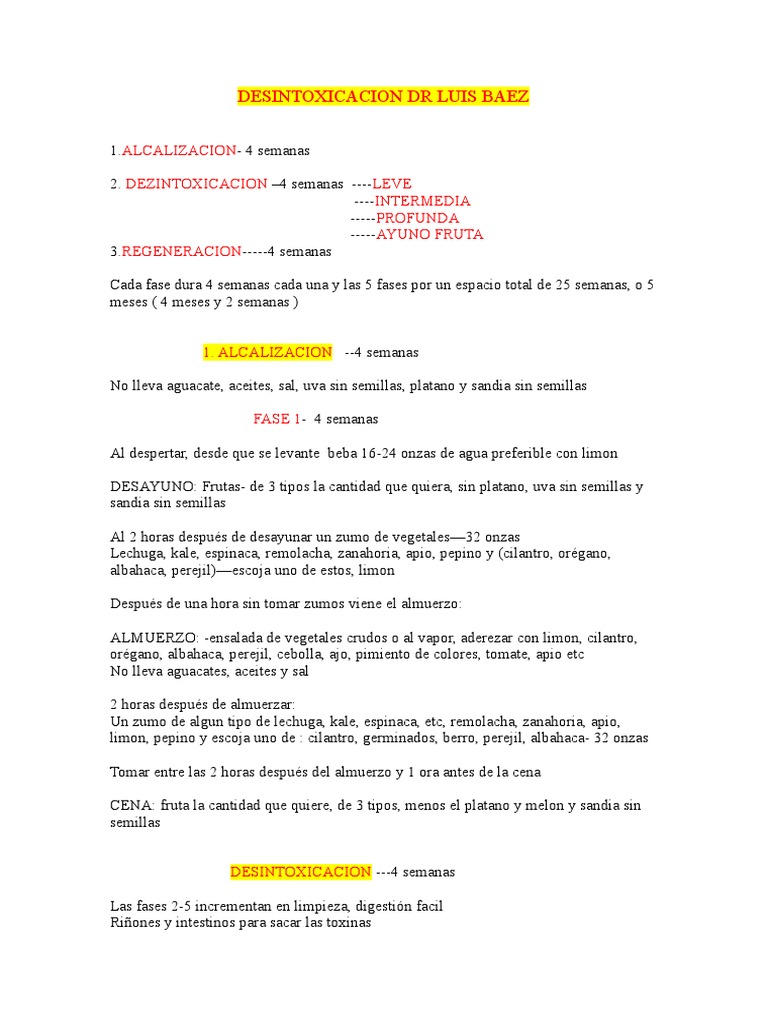 Desintoxicacion DR Luis Baez | PDF