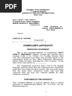 Complaint Affidavit Sample | PDF | Legal Procedure | Crime & Violence