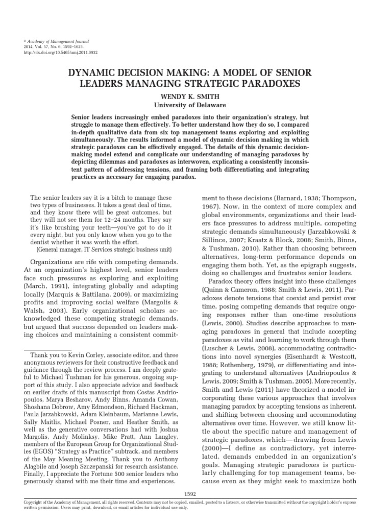 13-Dynamic Decision Making A Model of Senior Leaders Managing Strategic ...