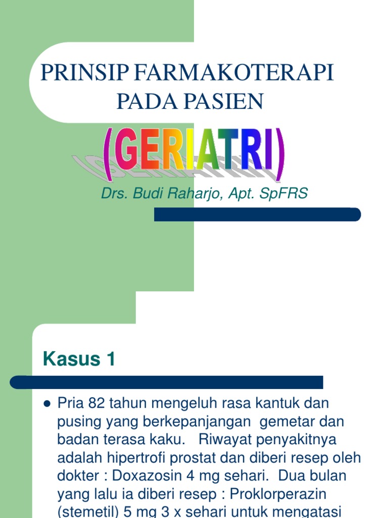 Prinsip Farmakoterapi Geriatri | PDF