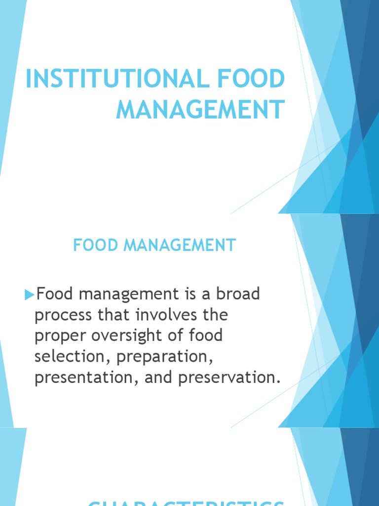 Institutional Food Management | PDF