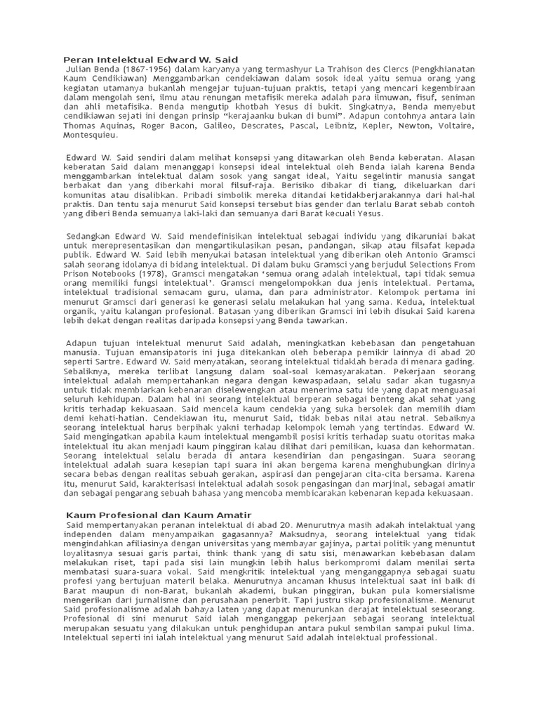Peran Intelektual Menurut Edward W. Said | PDF | Ilmu Sosial | Filsafat