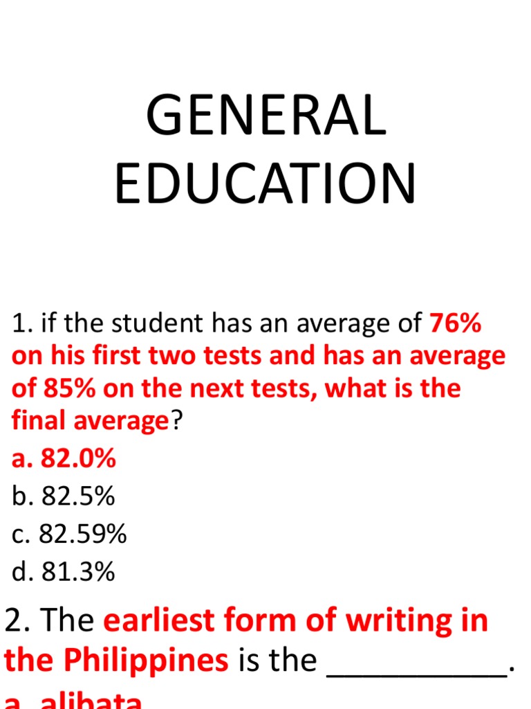 GEN ED If A Student ANSWER | PDF