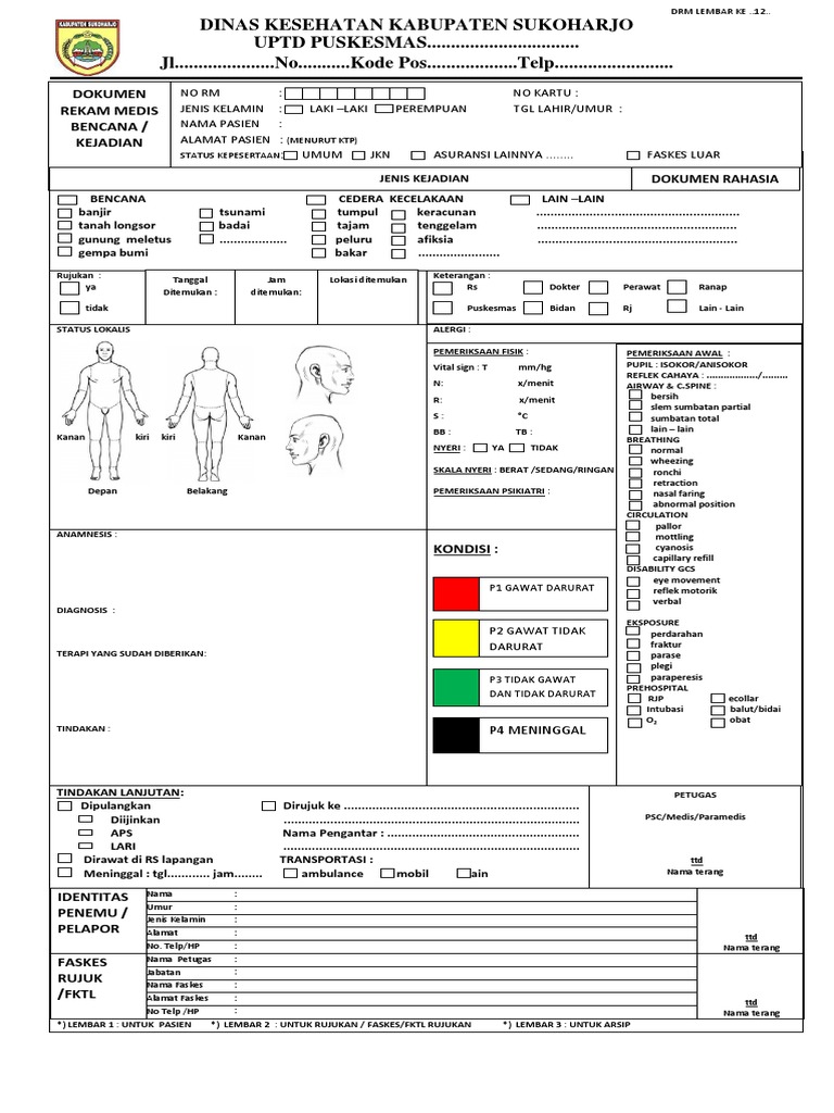 Form Rekam Medis Bencana Kejadiann | PDF