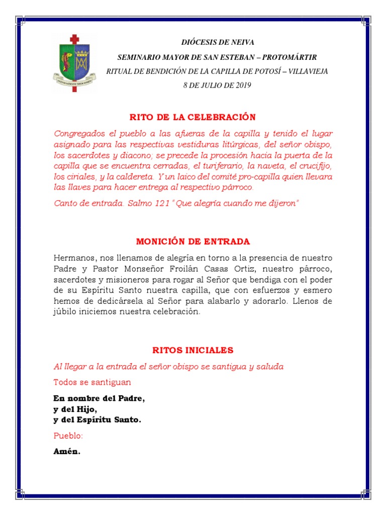 Ritual de Bendicion de Una Nueva Capilla | PDF
