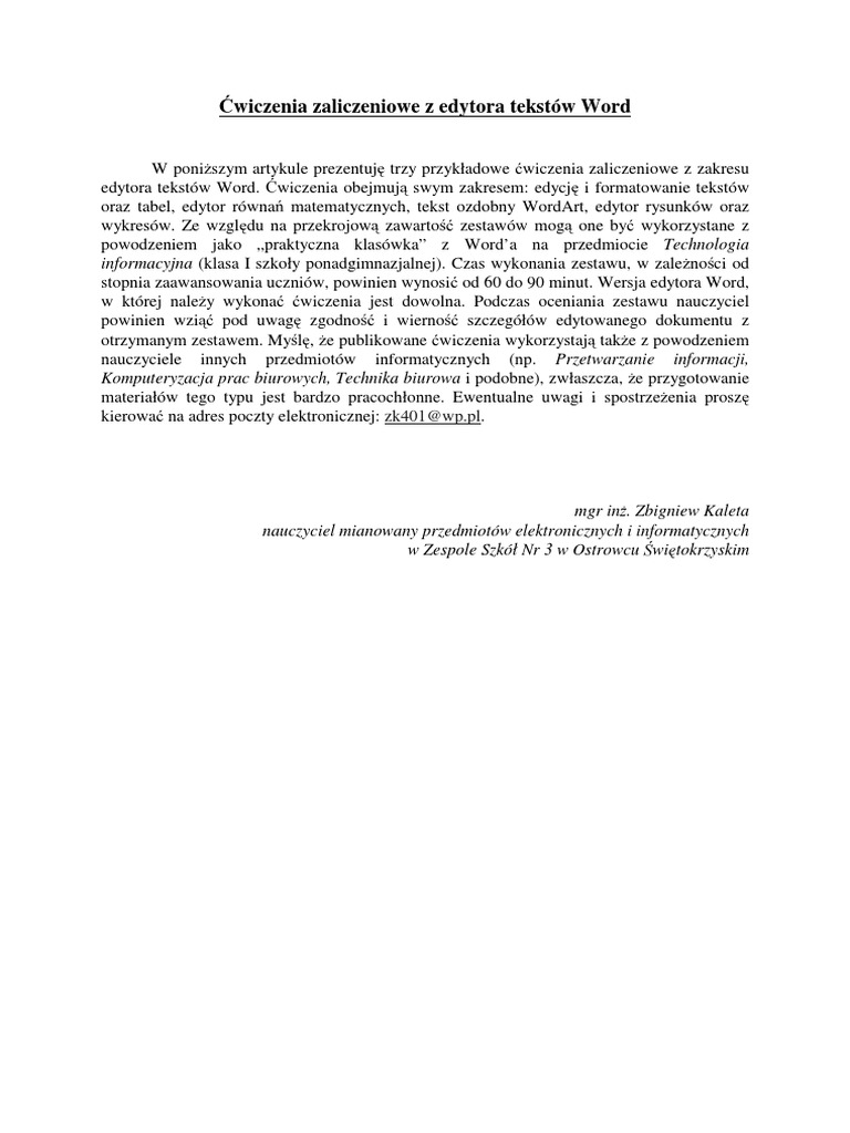 Zadania Edytor Tekstu | PDF