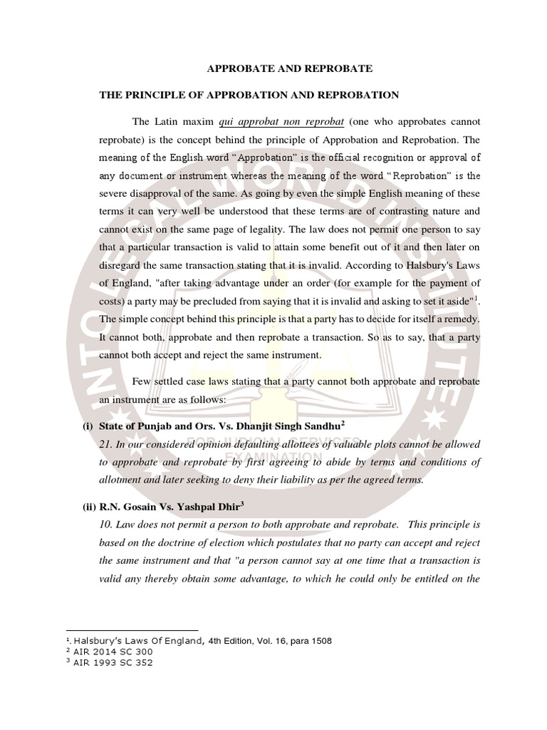 Approbate and Reprobatecalg1 PDF | PDF | Law