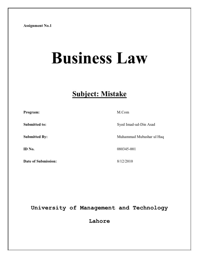 Mistake of Fact and Mistake of Law | PDF | Law Of Obligations ...