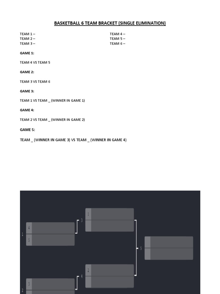 6-Team Single Elimination Bracket | PDF | Cooking, Food & Wine