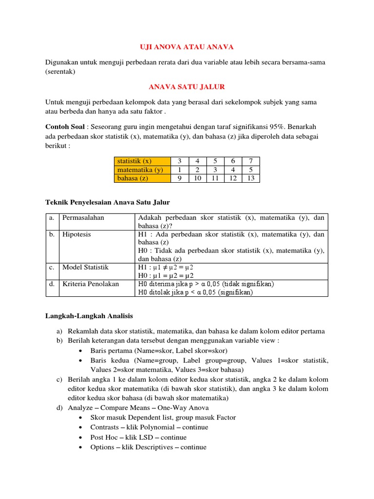 UJI ANOVA Atau ANAVA | PDF