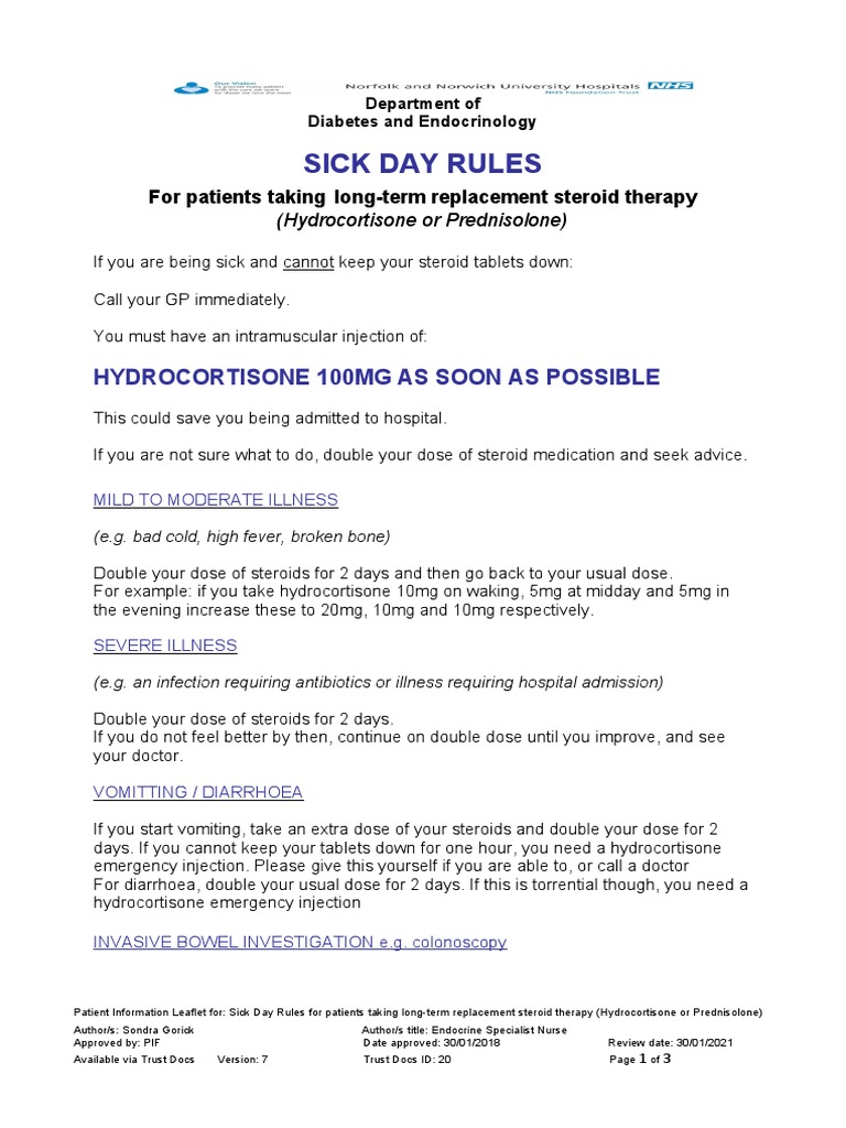 Sick Day Rules 7.1 | PDF