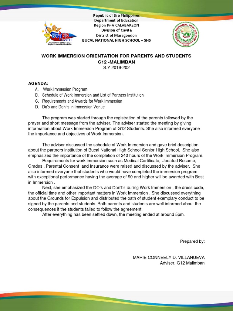 Work Immersion | PDF | Career & Growth