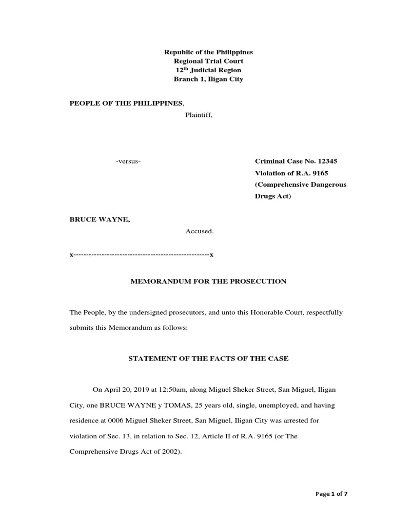 Memorandum For The Prosecution (Legal Forms) | PDF