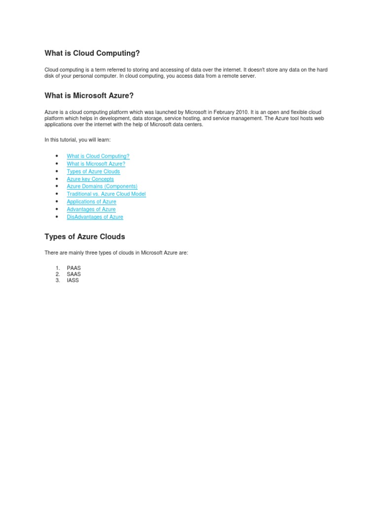 Microsoft Azure Tutorial For Beginners | PDF