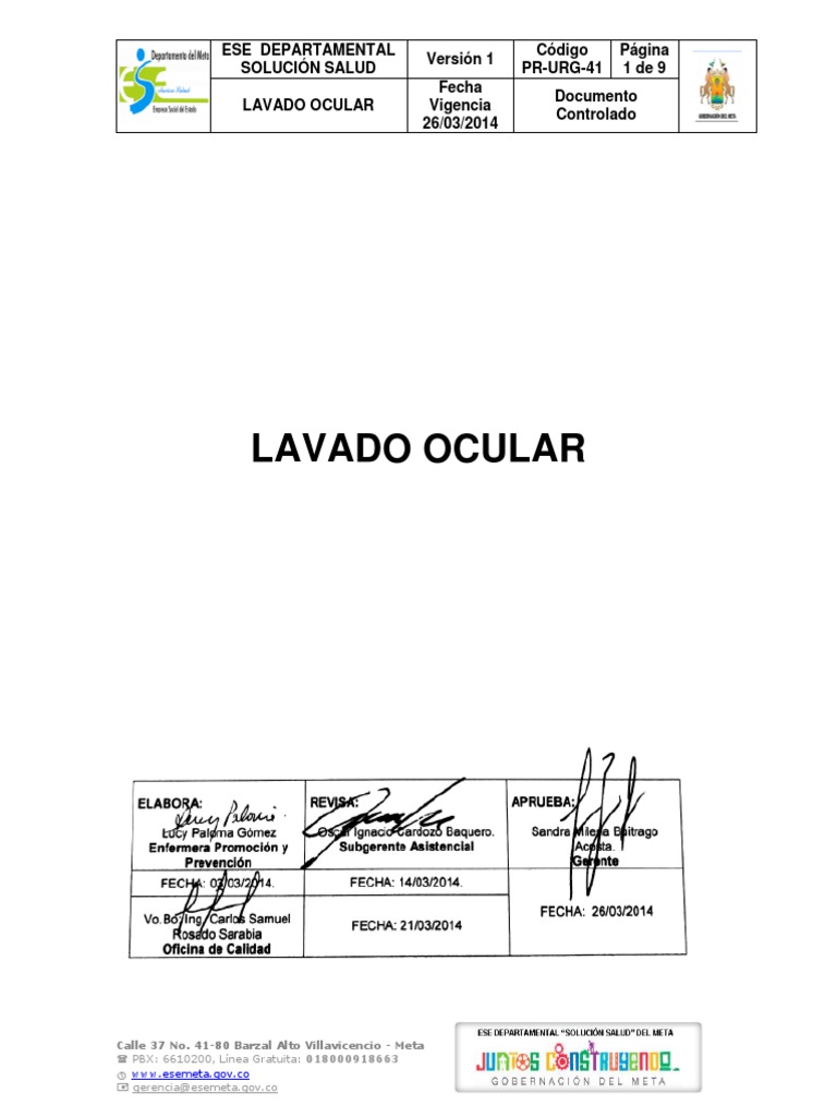 Procedimiento de Lavado Ocular en Enfermería | PDF