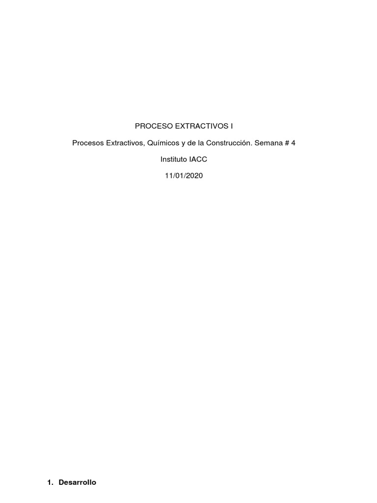 Tarea Semana # 4, PROCESOS EXTRACTIVOS, QUÍMICOS Y DE LA CONSTRUCCIÓN | PDF
