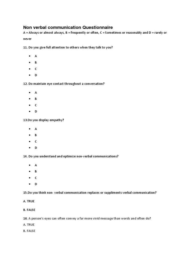 Nonverbal Communication Assessment Tool | PDF