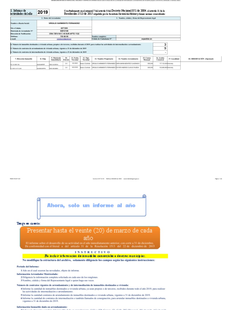 PM05-FO107 Info Anual Inm Admon o Arrend V10 | PDF
