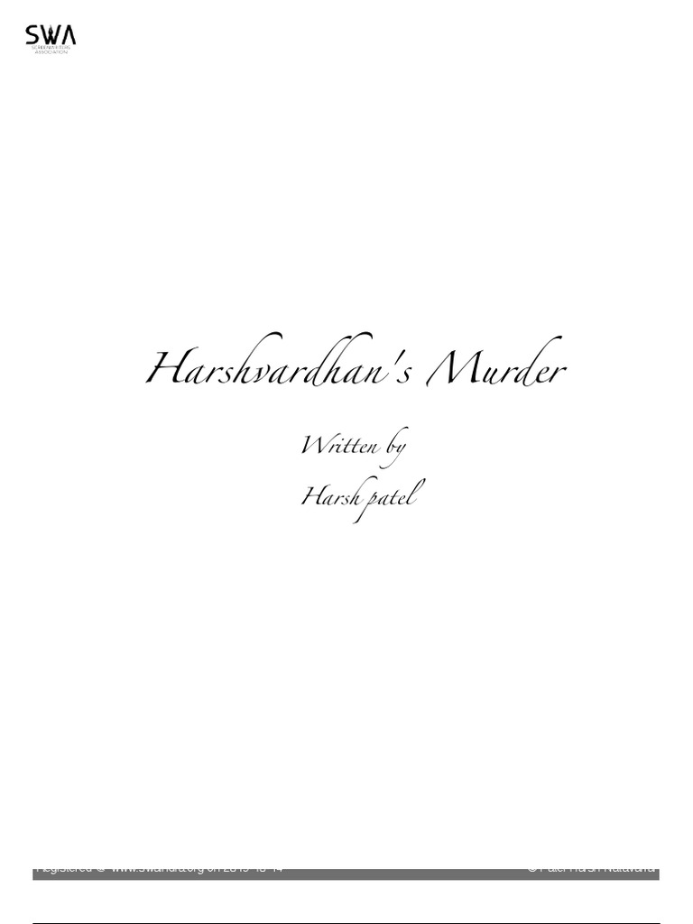 Harshvardhan's Murder / Hindi Movie Script / Crime - Thriller | PDF